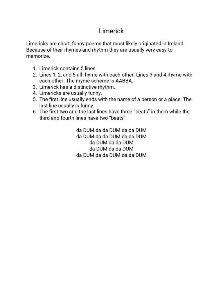 Limerick Handout | PDF