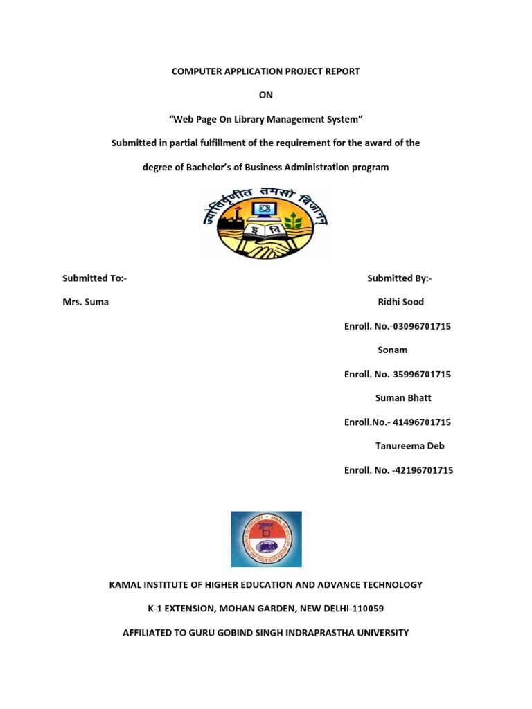 Computer Application Project Report | PDF | Html | Html Element