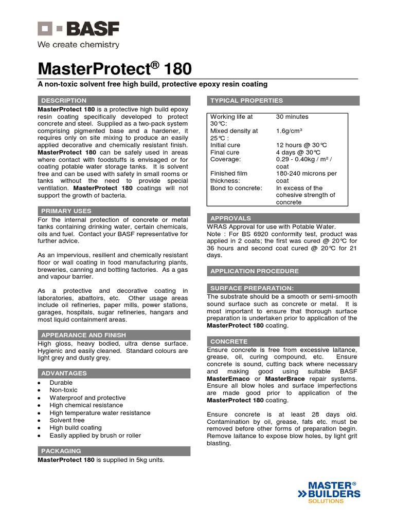 MasterProtect 180 - KSA | PDF | Epoxy | Concrete