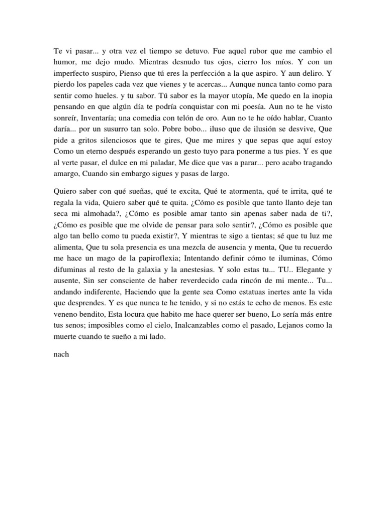 Te vi pasar: Poema de anhelo y deseo | PDF | Poesía
