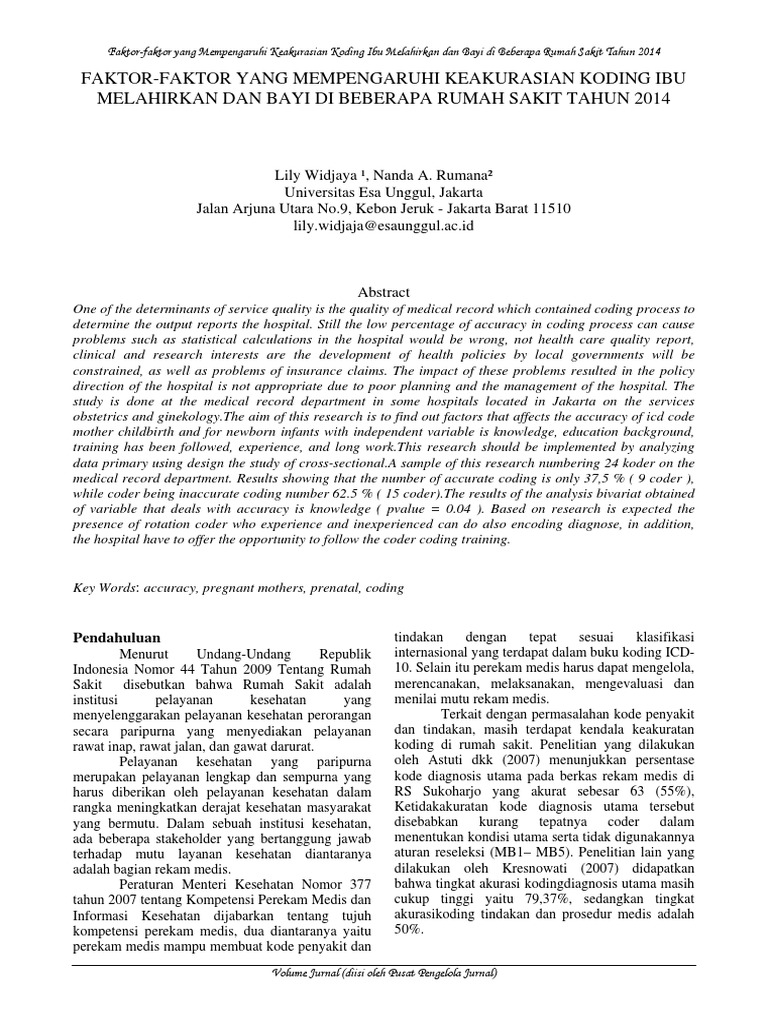 Keakuratan Koding Ibu dan Bayi 2014 | PDF | Career & Growth | Self ...