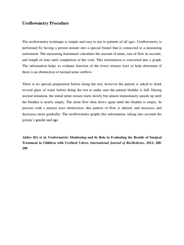 Uroflowmetry Procedure | PDF