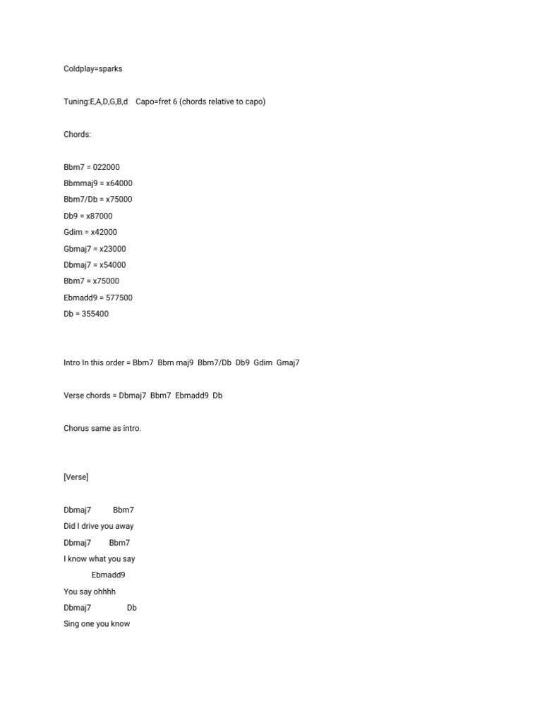 Coldplay Sparks | PDF