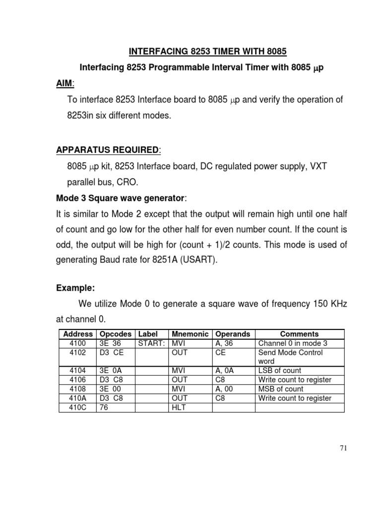 Interfacing 8253 Timer With 8085 | PDF