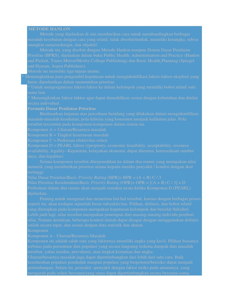Metode Hanlon | PDF | Pengembangan Diri