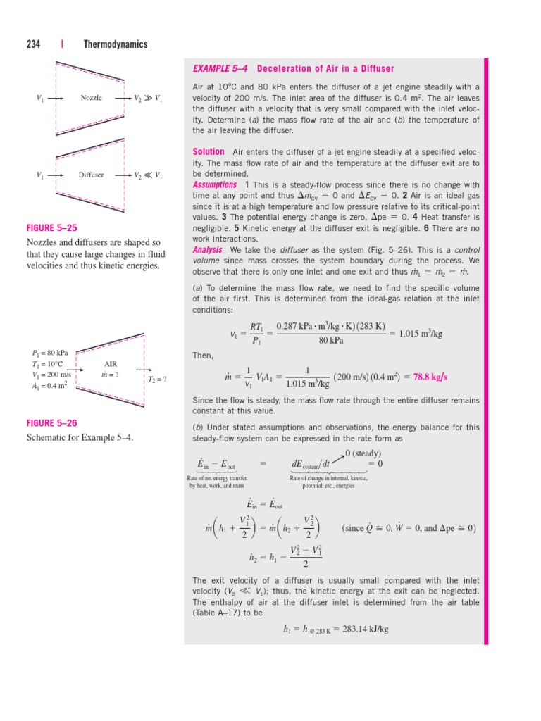 234 Thermodynamics: Deceleration of Air in A Diffuser | PDF | Nozzle | Temperature