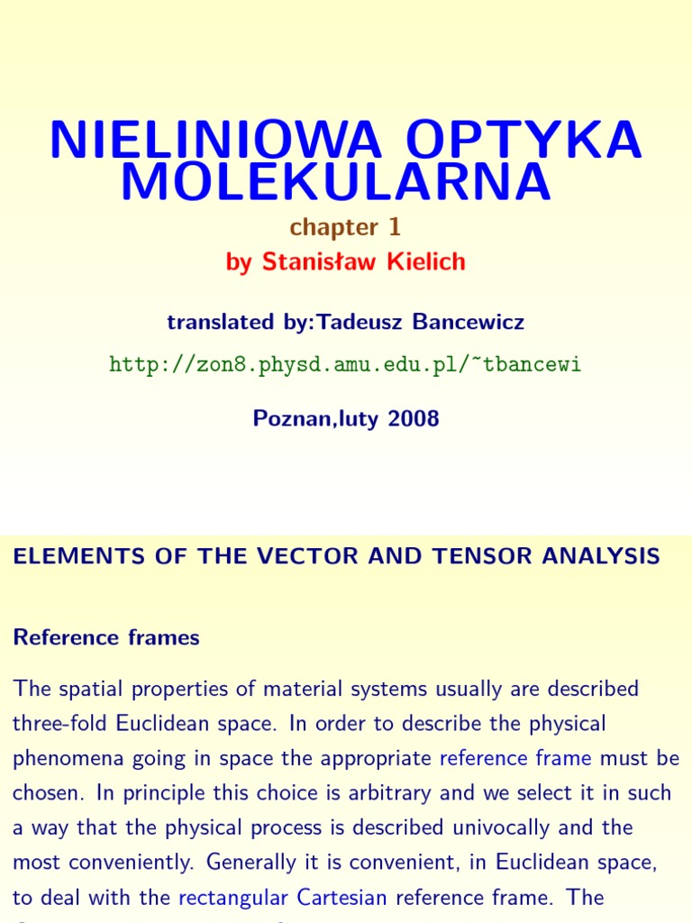 Elements of Vector and Tensor Analysis: An Introduction to Tensors and ...
