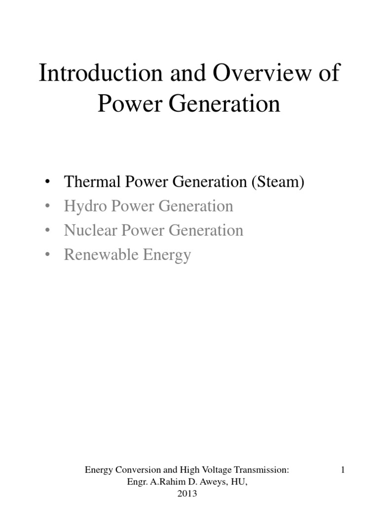 Introduction and Overview of Power Generation | PDF | Power Station | Steam
