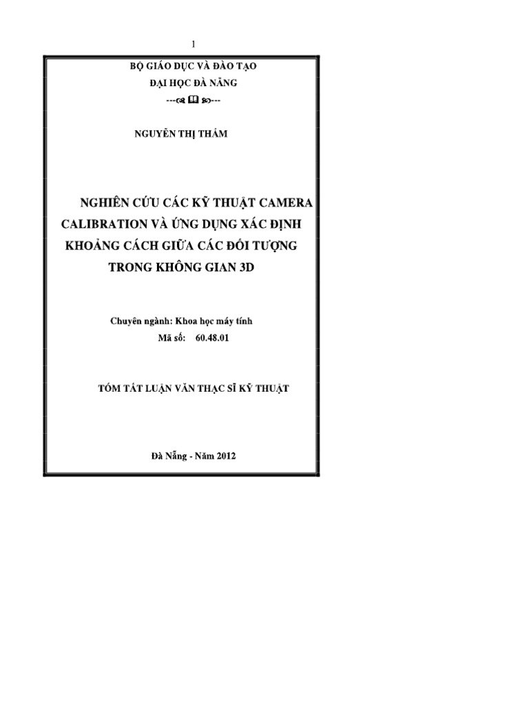 Luận Văn Nghiên Cứu Các Kỹ Thuật Camera Calibration Và Ứng Dụng Xác Định Khoảng Cách Giữa Các ...