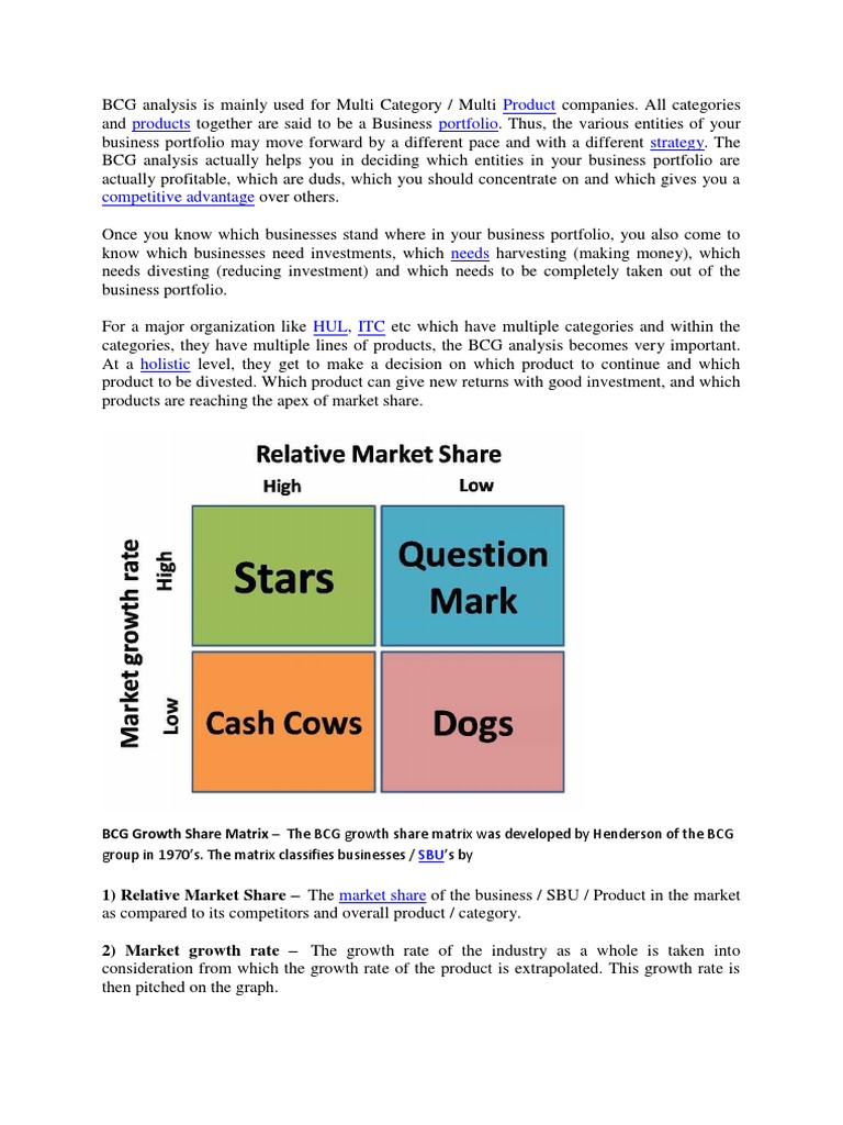BCG Analysis Is Mainly Used For Multi Category | PDF | Microeconomics ...