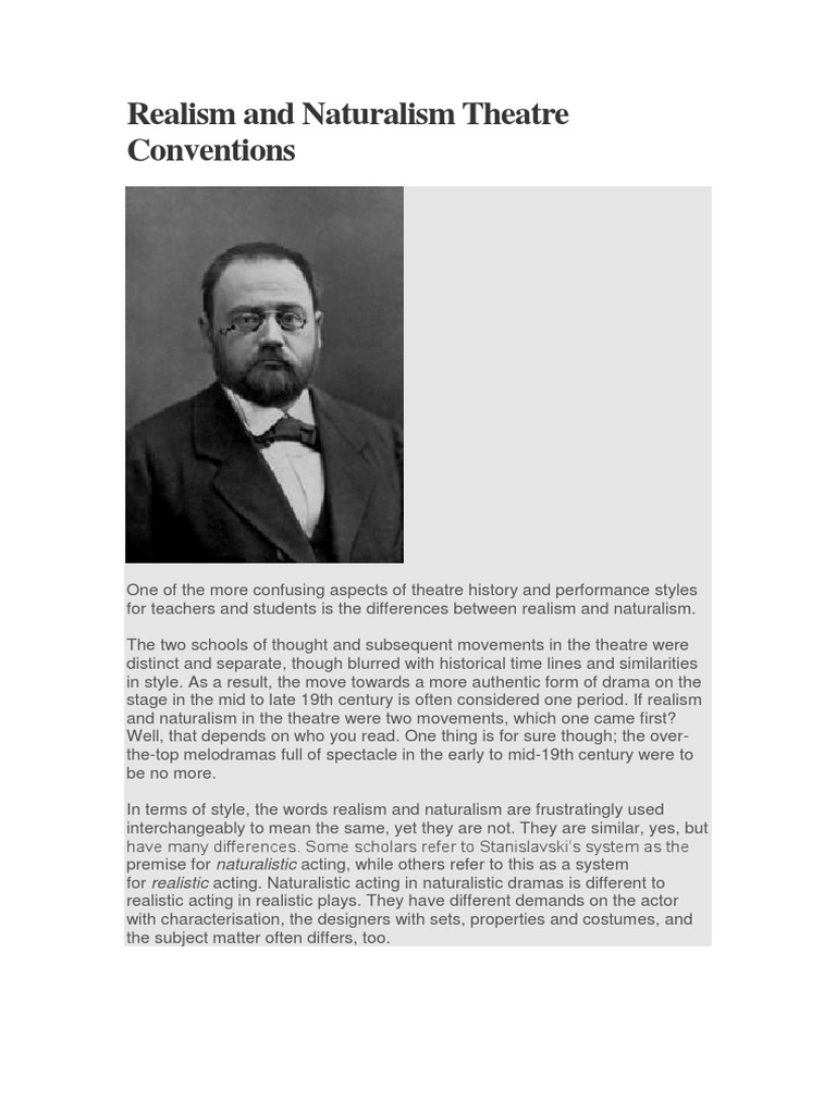 Realism and Naturalism Theatre Conventions | PDF | Realism (Arts) | Acting