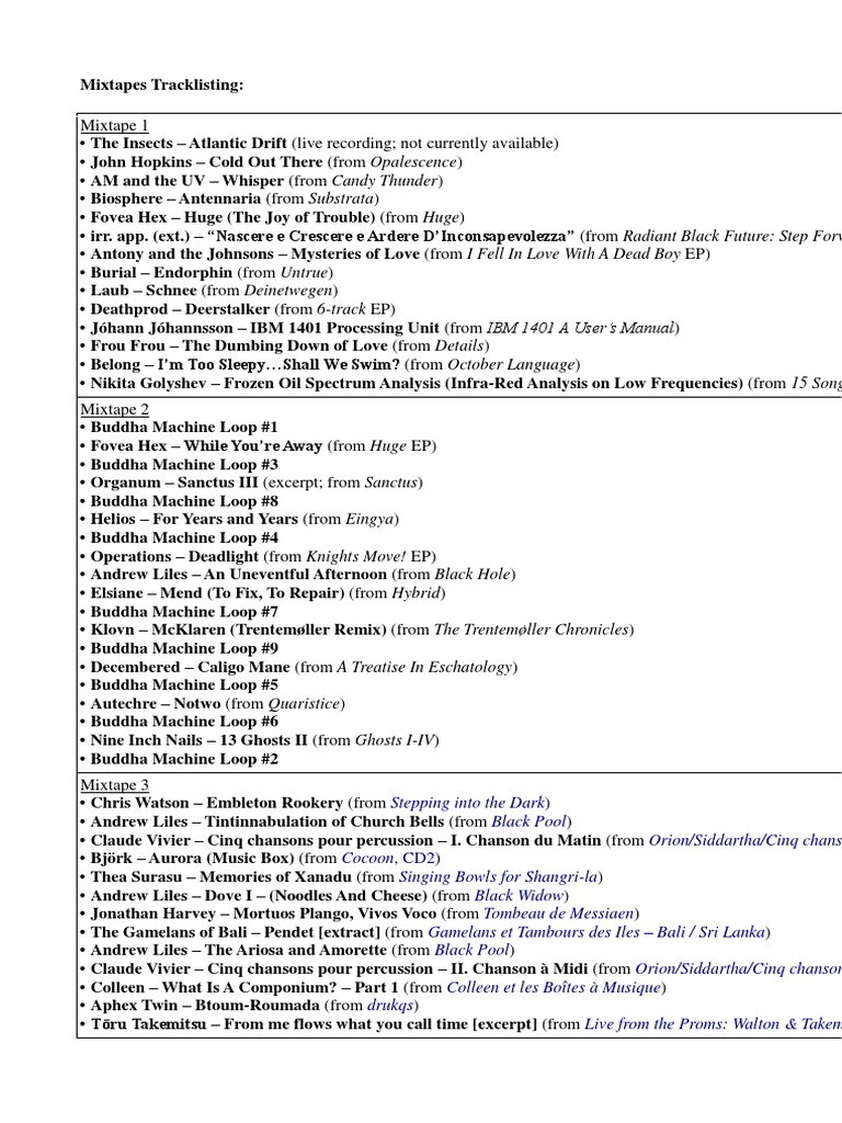 Full Mixtape Tracklisting | PDF