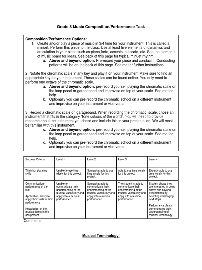 Grade 8 Music Composition 2fperformance Task | PDF | Scale (Music ...