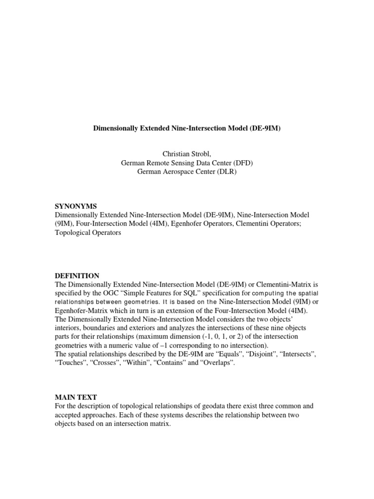 Dimensionally Extended Nine-Intersection Model (DE-9IM) | PDF ...