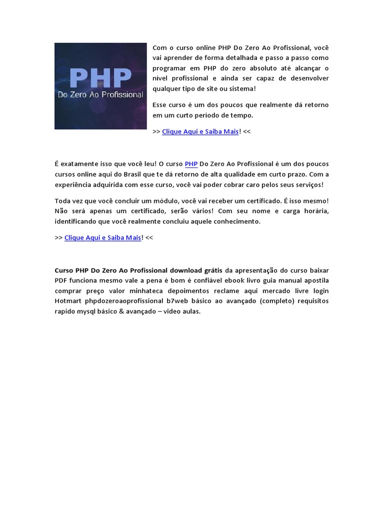 Curso PHP: Do Iniciante ao Profissional | PDF