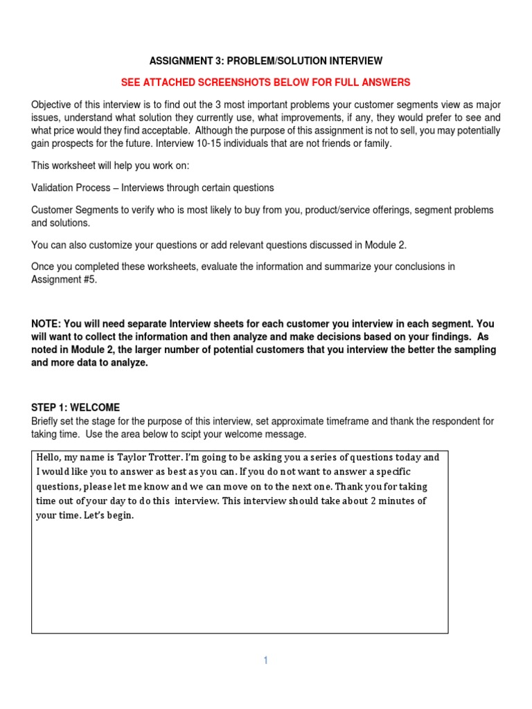 Assignment 3 Problem Solution Pdf Interview Survey Methodology 