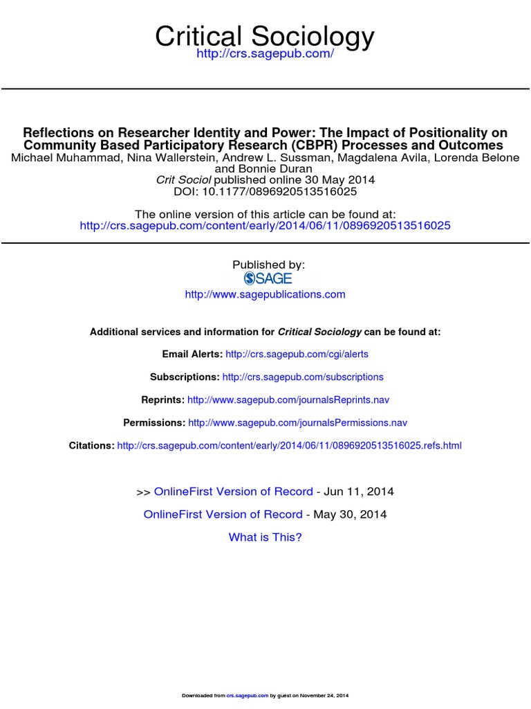 Reflections On Researcher Identity and Power: The Impact of ...