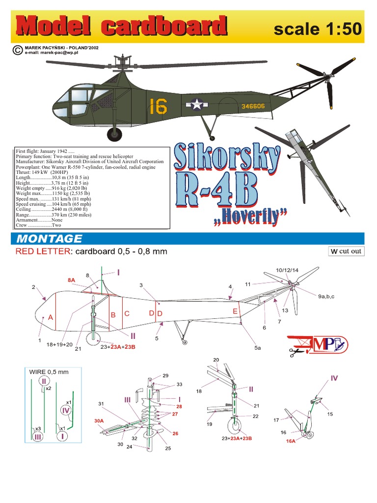 Sikorsky R-4B Hoverfly Helicopter Aircraft Paper Model | PDF ...