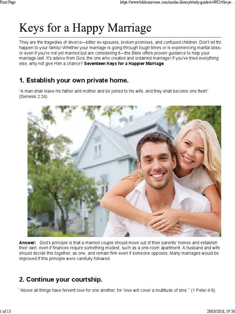Keys For A Happy Marriage | PDF | Marriage | Wife