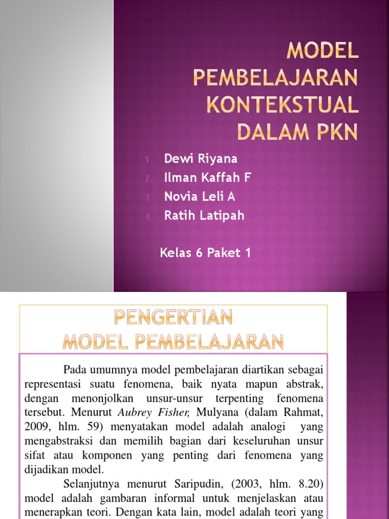 PPT Model Pembelajaran Kontekstual Dalam PKN | PDF