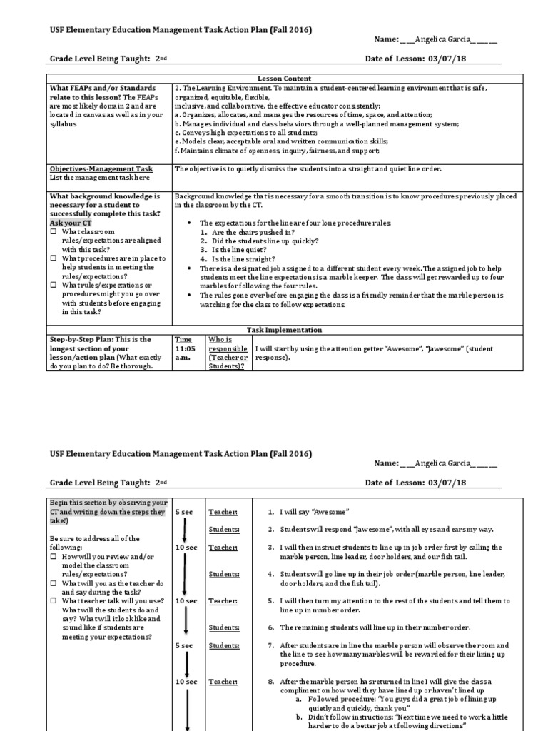 Lining Up Lesson Plan | PDF | Teachers | Classroom