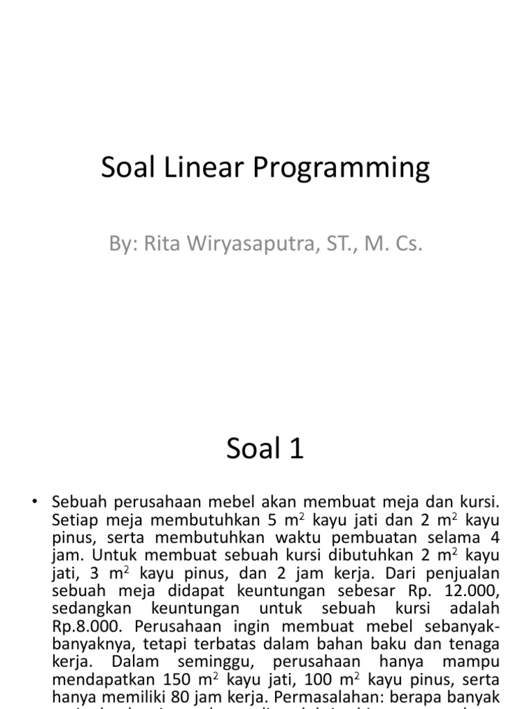 Latihan Soal Linear Programming Metode Simplek | PDF