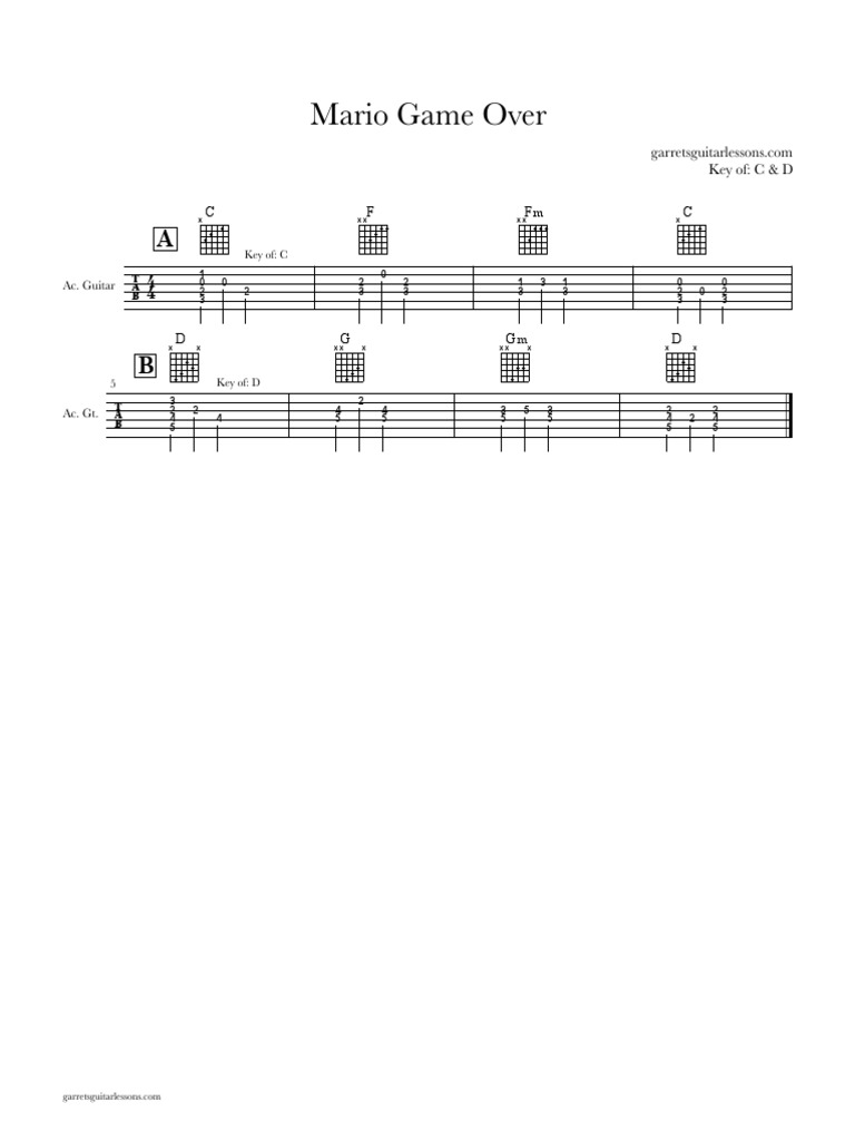 Mario Game Over, Tablatura | PDF