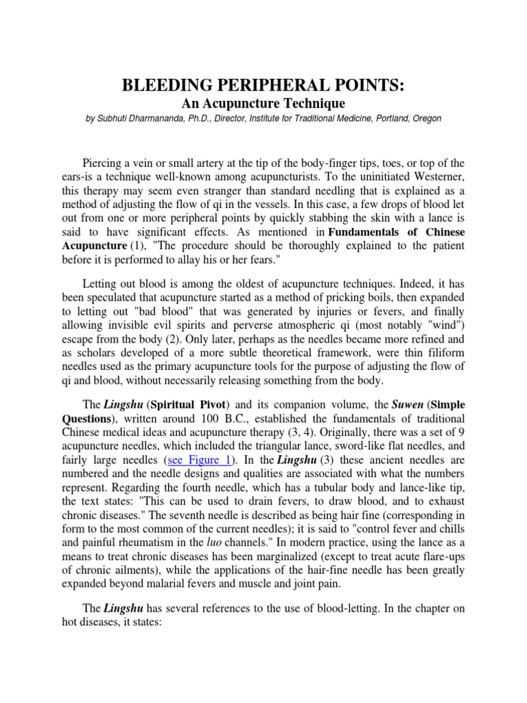 Bleeding Peripheral Points | PDF | Acupuncture | Traditional Chinese ...