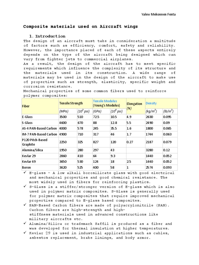 Project Report. Composite Materials Used On Aircraft Wings | PDF ...
