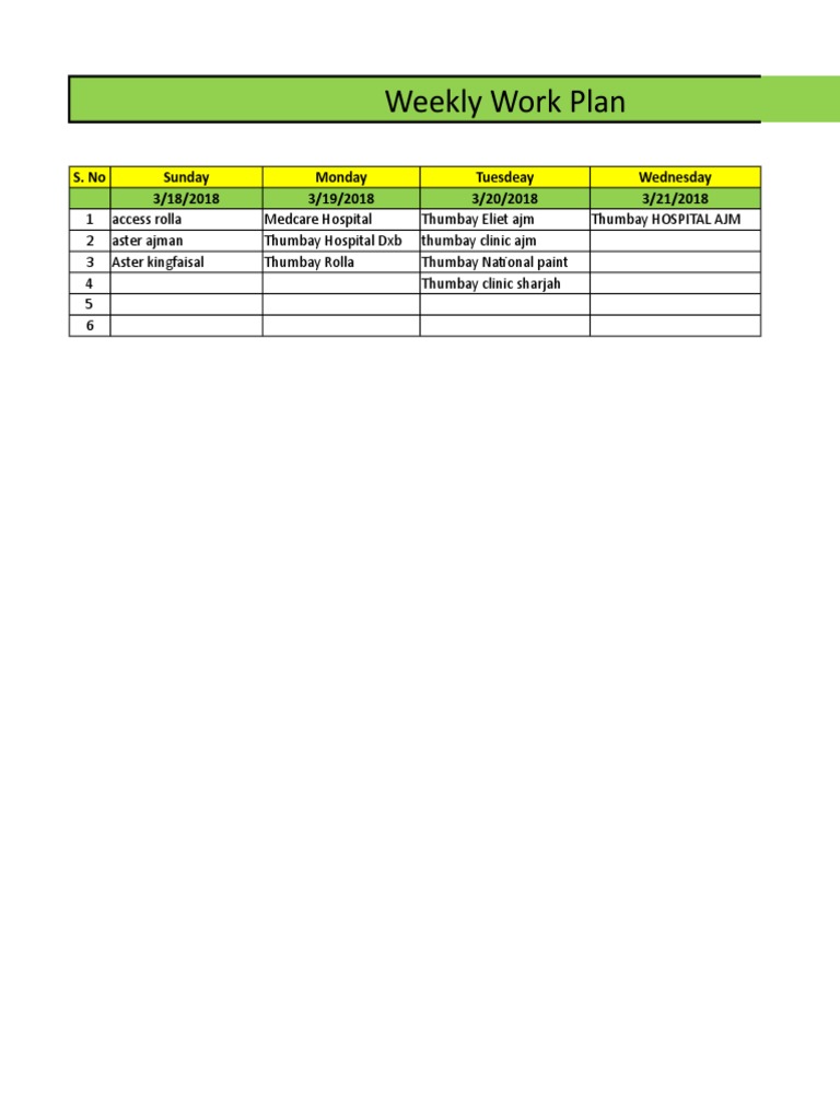 Weekly Plan 3rd Week March | PDF