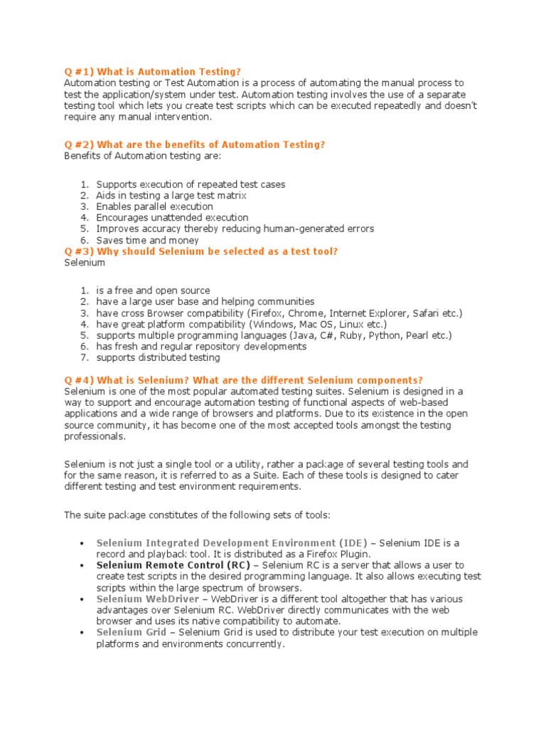 50 Selenium Interview Question | PDF | Selenium (Software) | X Path