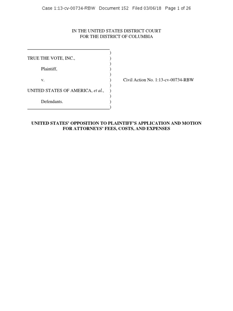 IRS D.152 Opposition To True The Vote | PDF | Equal Access To Justice ...