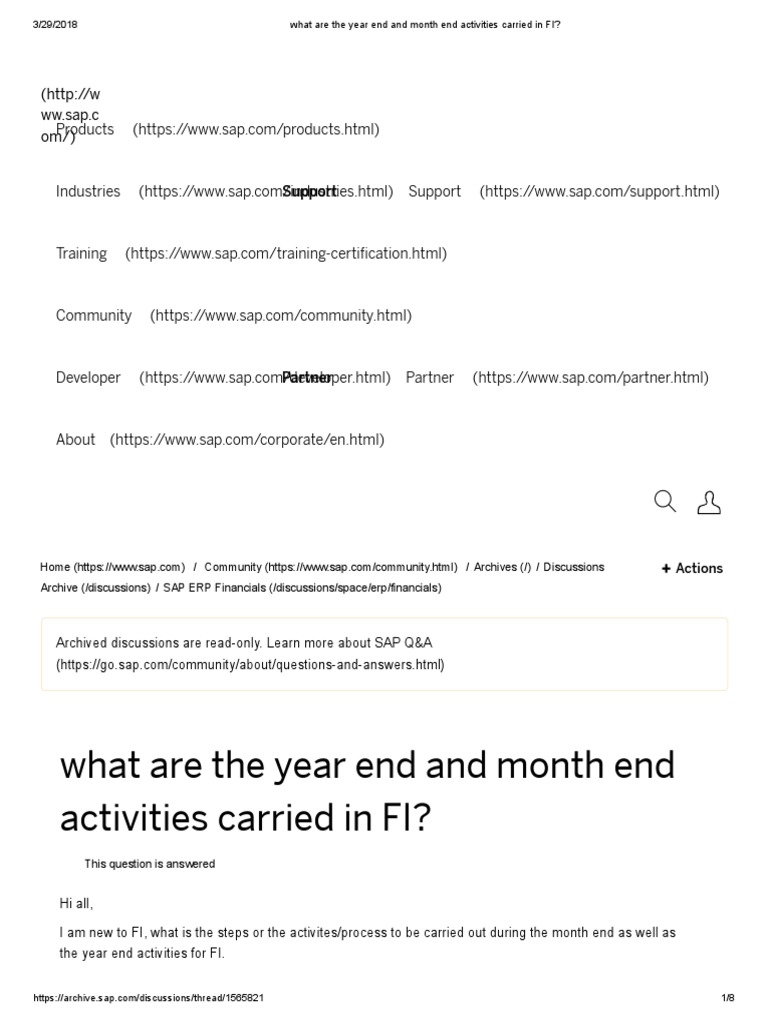Year End and Month End Activities Carried in FI | PDF | Fiscal Year ...