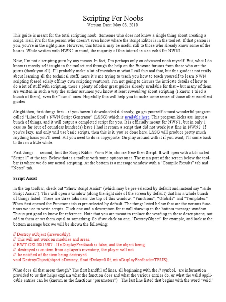Scripting For Noobs 050310 | PDF | Numbers | Decimal