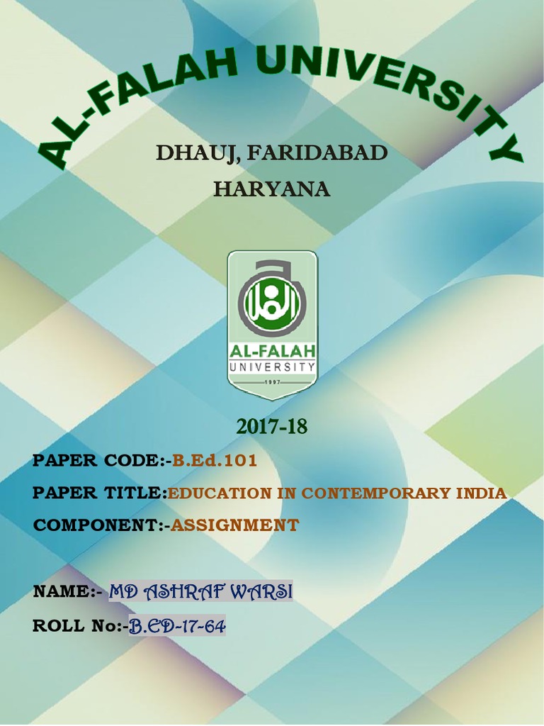 Dhauj, Faridabad Haryana: MD Ashraf Warsi B.ED-17-64 | PDF