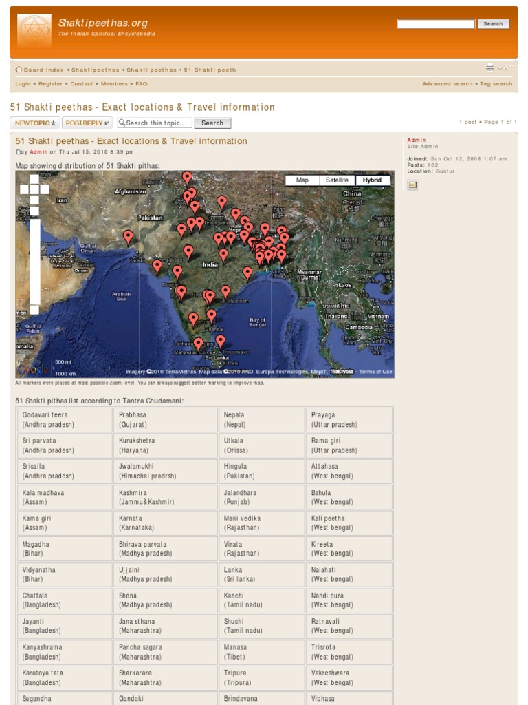 51 Shakti Peethas Exact Locations Travel Information | Deidades ...