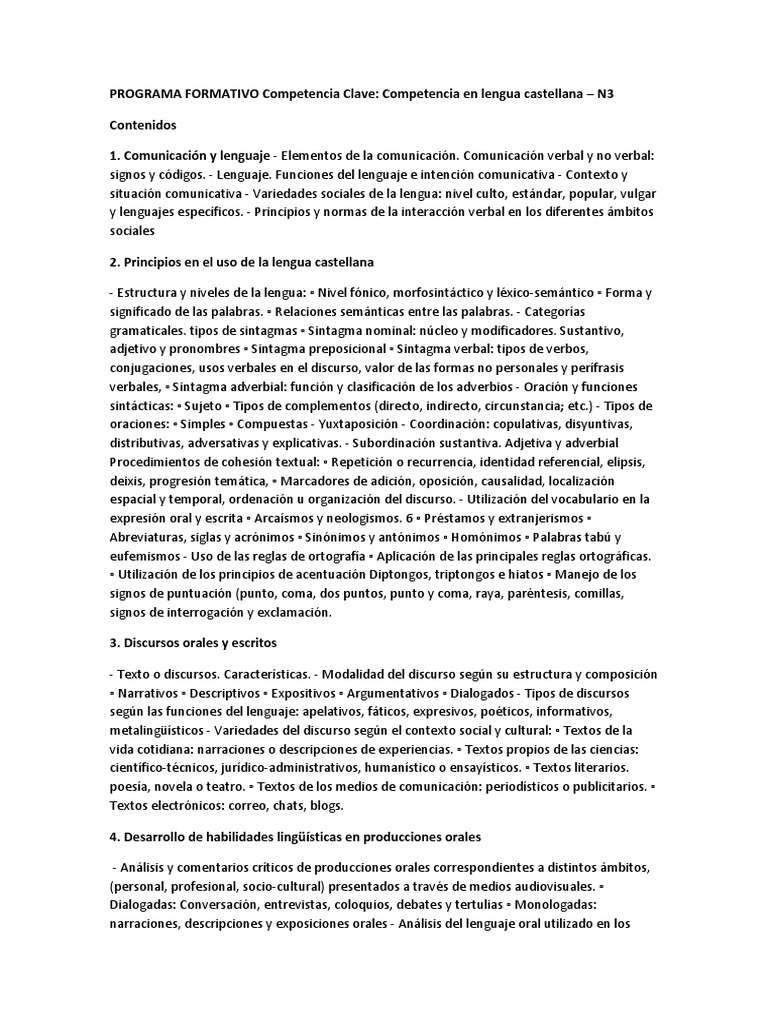 Competencia Clave Castellano N3 | PDF | Verbo | Adverbio