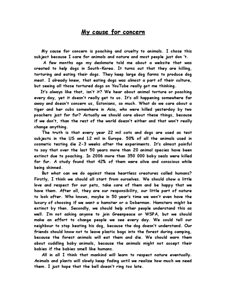 My Cause For Concern | PDF | Poaching | Crime & Violence