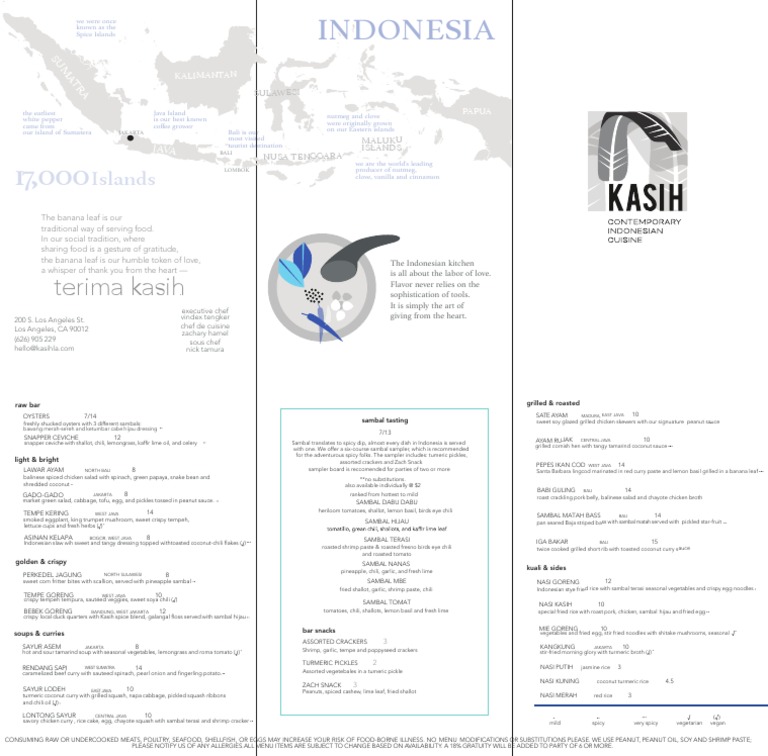 KASIH Menu | PDF | Curry | Southeast Asian Cuisine