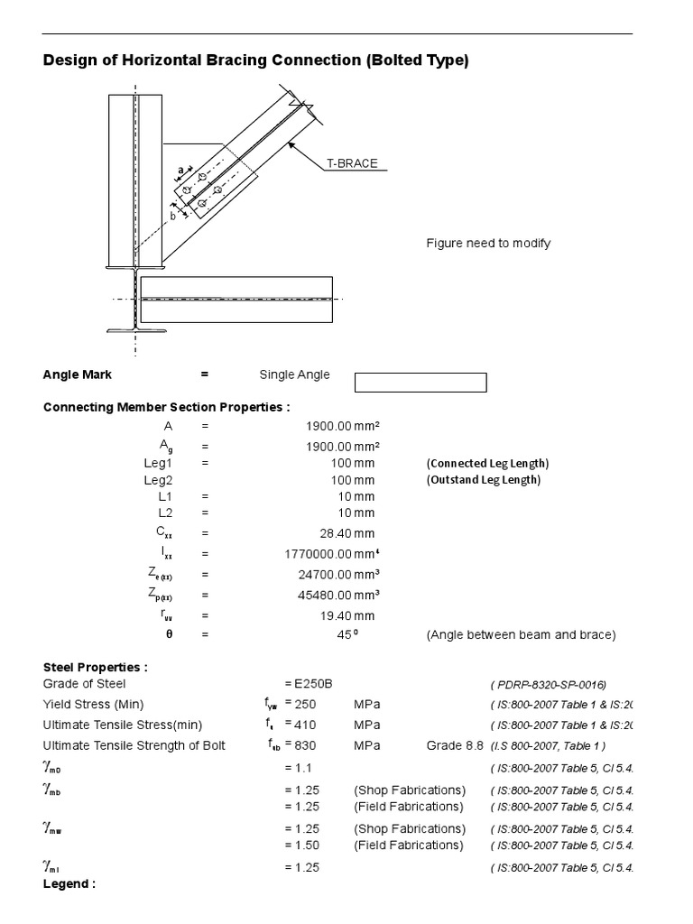 Horizontal Bracing Connection Bolted Type - IS800-2007 | PDF | Yield ...