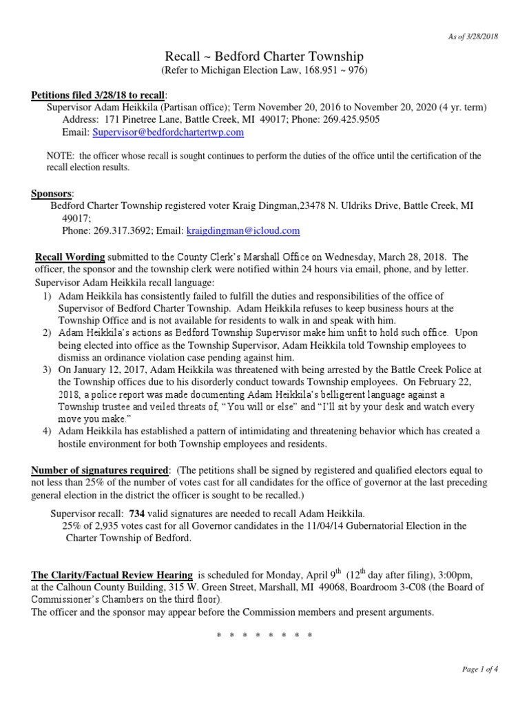 Adam Heikkila Recall Petition | PDF | Elections | Petition