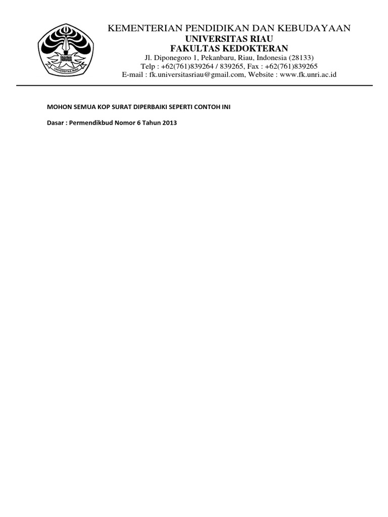 Contoh Perbaikan Kop Surat Universitas | PDF | Sains & Matematika