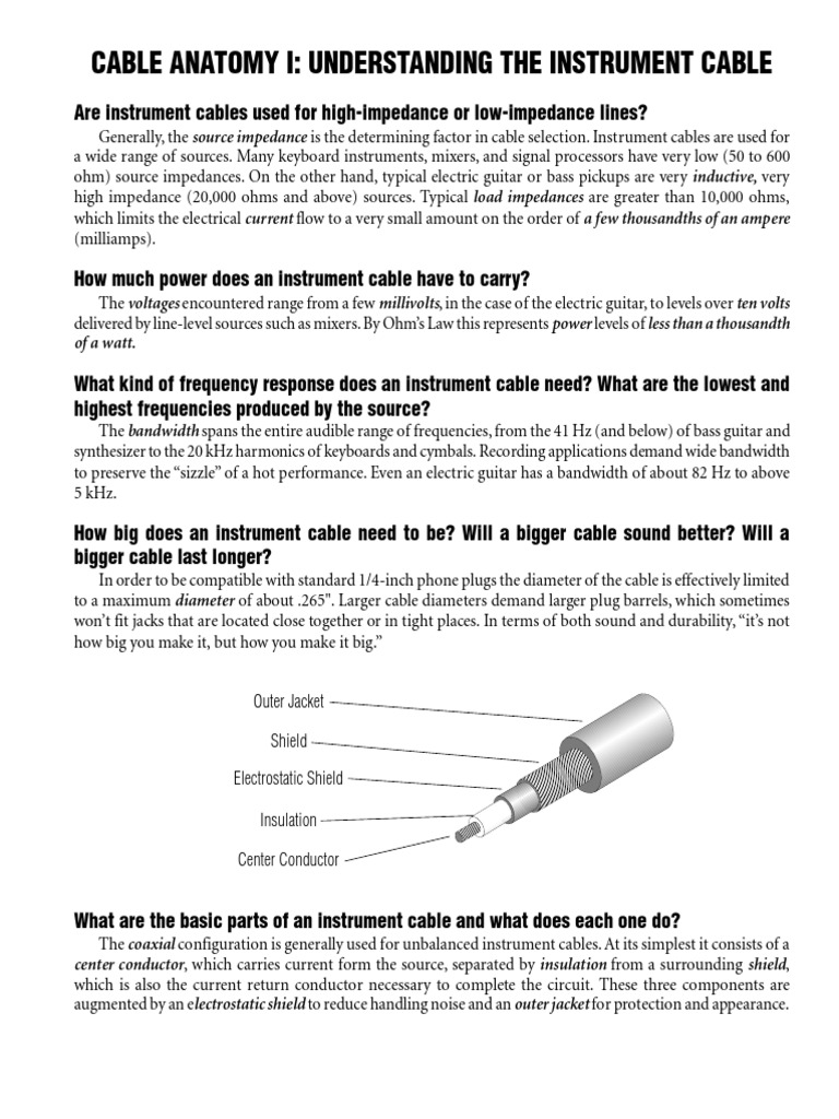 Understanding Instrument Cables PDF | PDF