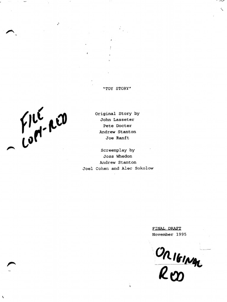 Screenplay Toy Story | PDF