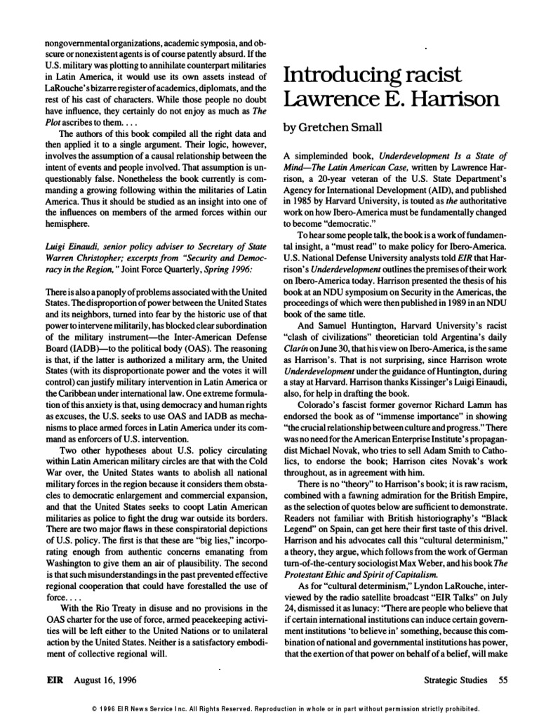 Introducing Lawrence Harrison | PDF | Max Weber | Taxes