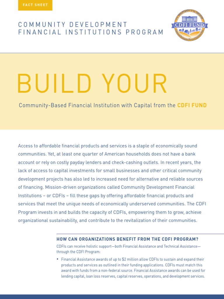COMMUNITY DEVELOPMENT FINANCIAL INSTITUTIONS PROGRAM - Department of ...