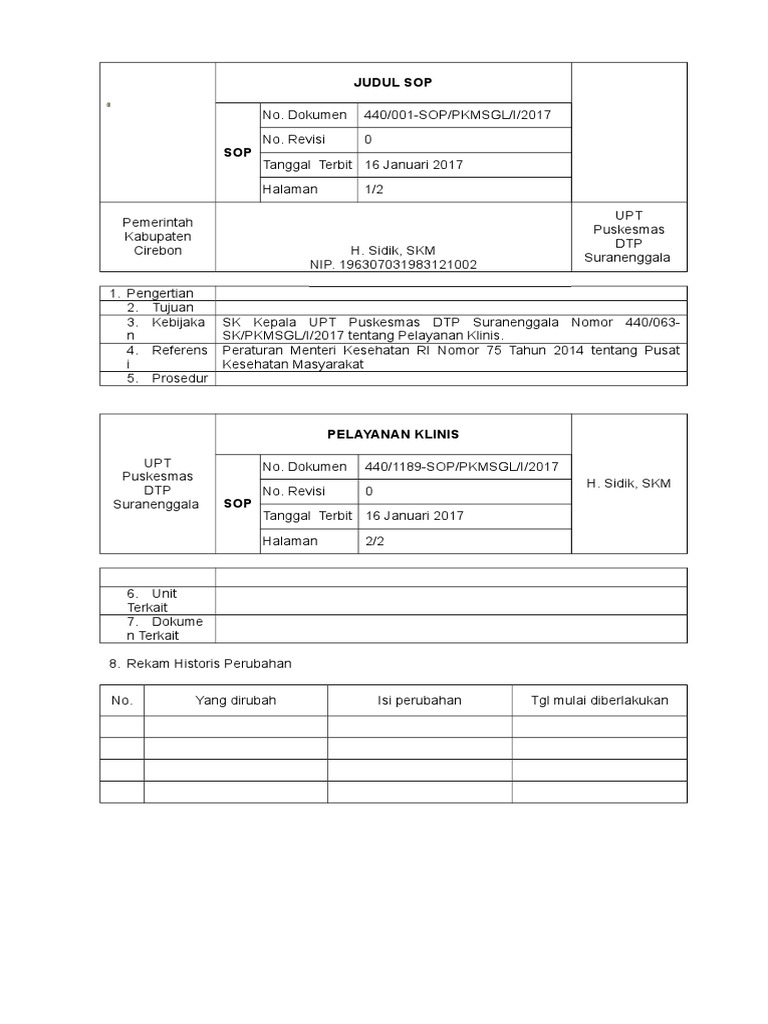 Format Sop 2 Halaman Pdf