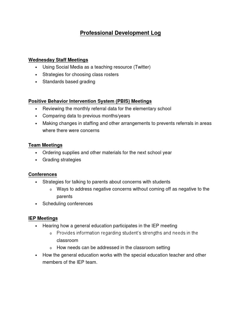 Professional Development Log | PDF