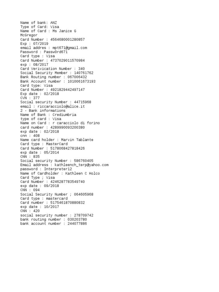 Number Credit Card | PDF