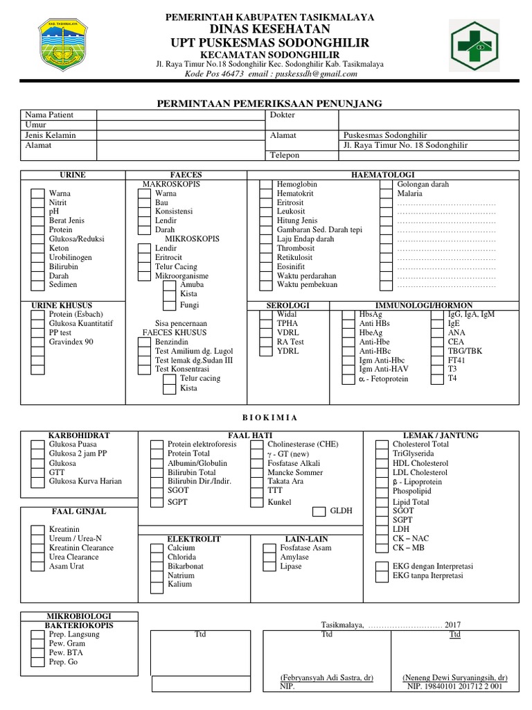 Form Rujukan Lab | PDF